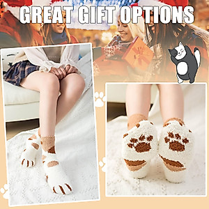 Ginmewrae Women Fuzzy Socks 6 Pairs Cozy Soft Fluffy Cute Cat Animal Slipper Socks Home Sleeping Warm Socks Christmas Gifts Pack for Women
