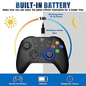 EasySMX Wireless Gaming Controller for Windows PC/Steam Deck/PS3/Android TV BOX, Dual Vibrate Plug and Play Gamepad Joystick with 4 Customized Keys, Battery Up to 14 Hours, Work for Nintendo Switch
