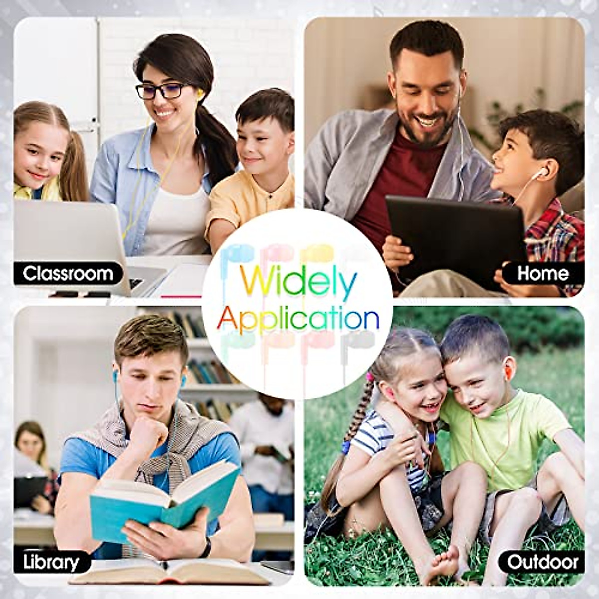 Yunsailing 40 Packs Multi Colored Bulk Earbuds for Classroom Individually Wrapped 3.5 mm in Ear Earphones with Wire for Android MP3 Students Adult Schools Hospitals Hotels Library Museums Gift