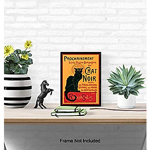 Le Chat Noir - The Black Cat - 8x10 Vintage French Poster Print - Steinlen Cats - Cat Wall Art - Cat Room Decor - Cat Lover Gifts for Women - Living Room Decor