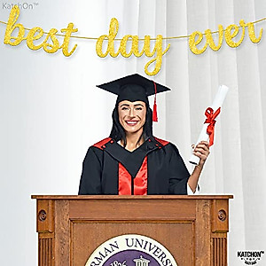 KatchOn, Gold Best Day Ever Banner - 10 Feet, No DIY | Gold Glitter Best Day Ever Sign, Graduation Decorations | Best Day Ever Decorations, Wedding Day Decorations, Graduation Party Decorations 2023