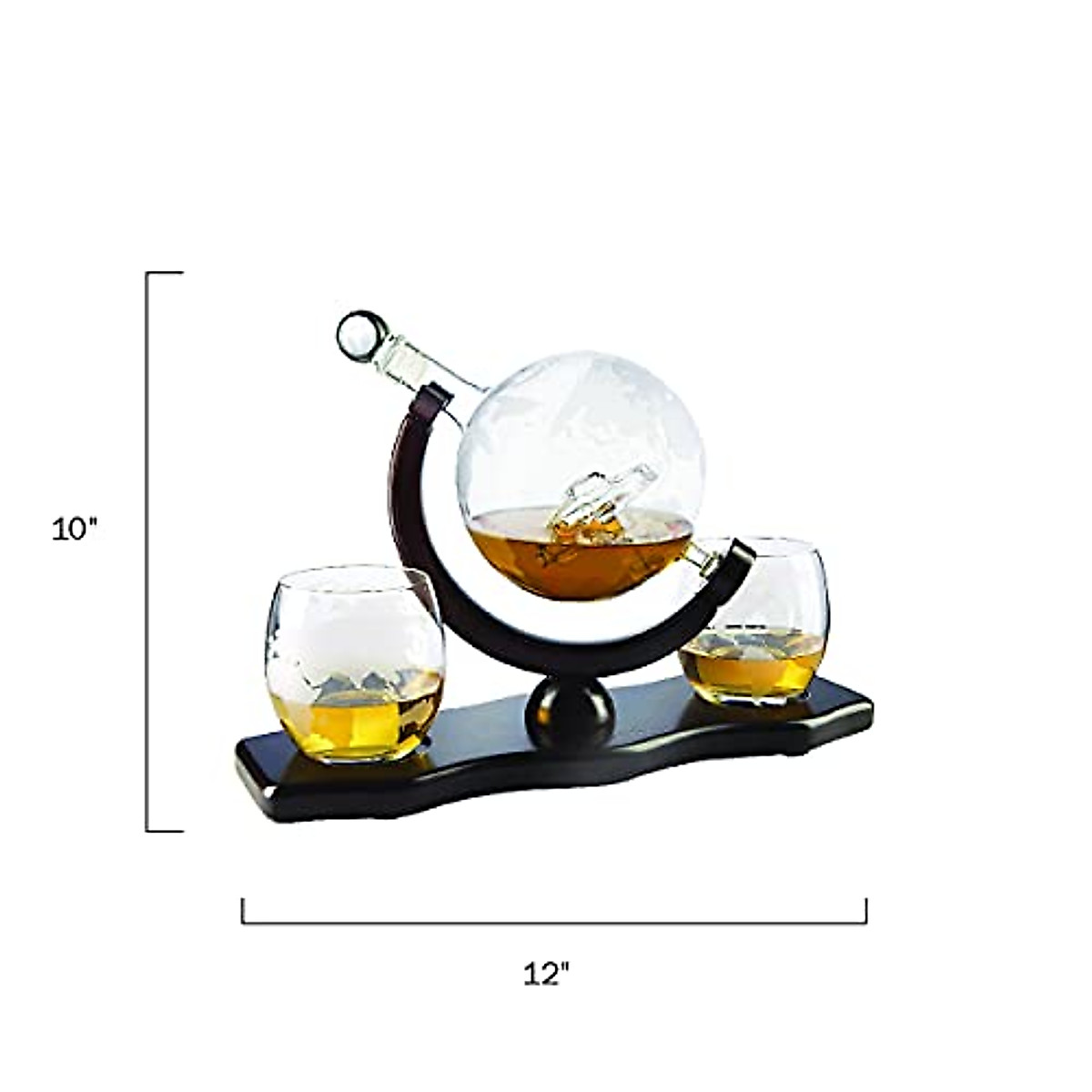 The Wine Savant Globe Car Whiskey Decanter - With 2 Globe Glasses, Includes Whiskey Stones For Whiskey, Scotch, Bourbon or Wine Matching Globe Glasses, HOME BAR DECOR