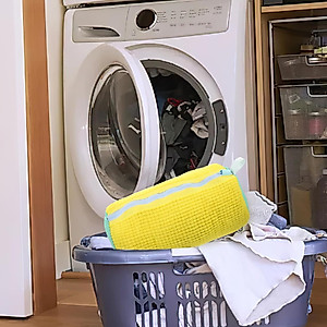 Shoe Laundry Bag for Washing Machine，Shoe Cleaning Bag，Shoes Wash Bags,Sneaker Mesh Washing Bag,shoe Cleaning Laundry ，Shoes Laundry Bag Sneaker Washing Bag for 360° Cleaning White Shoes (Yellow 1PC)