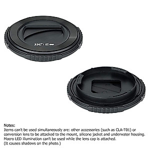 JJC LB-T01 Lens Cap Cover Protector for Olympus TG-7 TG7 TG-6 TG6 TG-5 TG5 TG-4 TG4 TG-3 TG3 TG-2 TG2 TG-1 TG1 Tough Waterproof Camera, Rotate to Open or Close Leaves, Made of ABS Materials - Black
