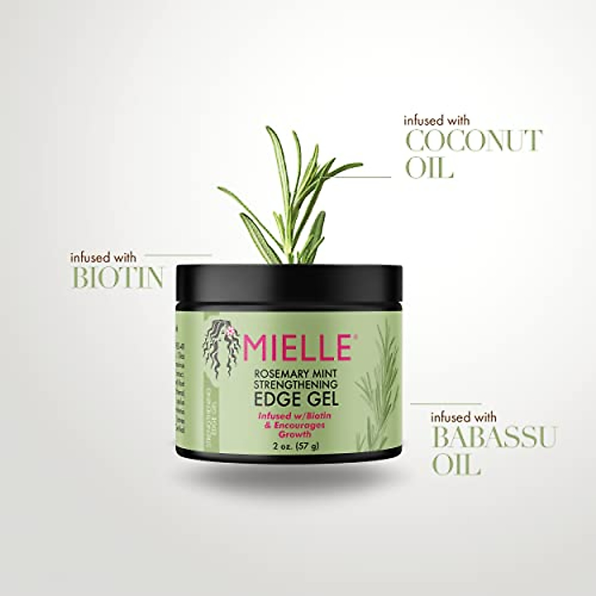 Mielle Organics Rosemary Mint Strengthening Edge Gel, Biotin & Essential Oil Hair Styling Treatment, 2 Ounces
