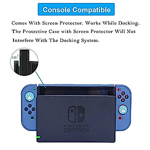 Dockable Case for Nintendo Switch - COMCOOL 3 in 1 Protective Cover Case for Nintendo Switch and Joy-Con Controller with Screen Protector and Thumb Grips - Pacific Blue