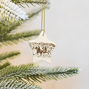 Deserto selvaggio west con Cowboy Christmas Ornaments 2024 Christmas Tree Ornaments Ceramics Christmas Door Decorations Christmas Decoration Star Shape Xmas Personalized Gifts Navidad Decoracion