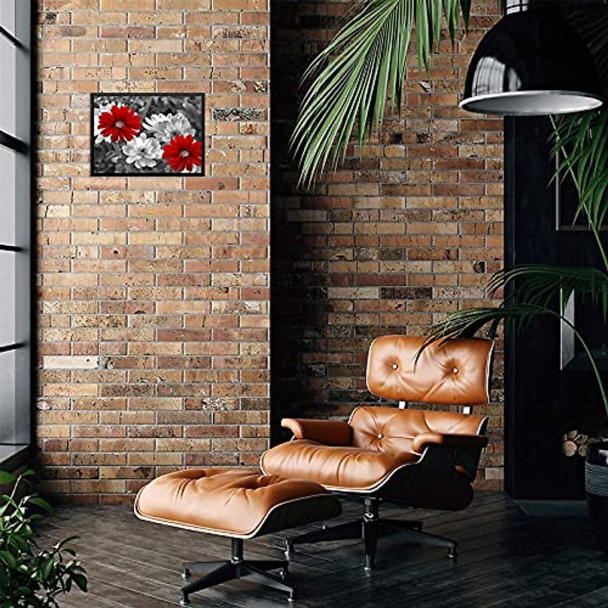 Bathroom Decor Canvas Red Flower Wall Art Poster Unframed Bedroom Decor Red Bathroom Accessories Modern Red Flower On Black and White Wall Art Canvas Pictures Prints for Living Room Home Decor