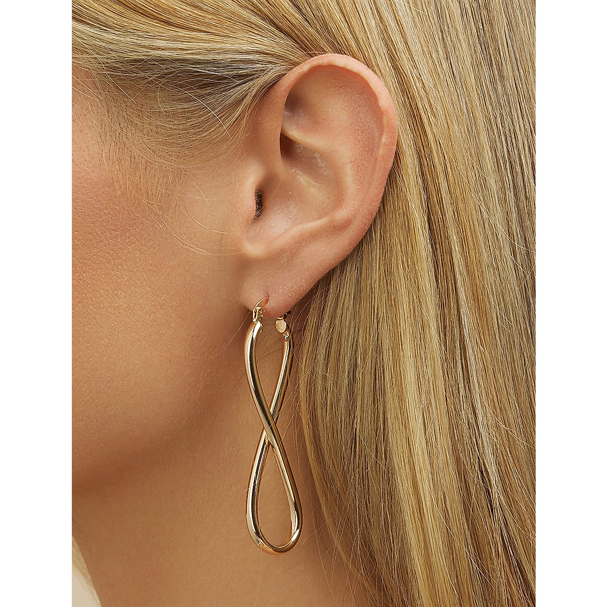 Barzel 18k Gold Plated Infinity Crazy 8 Hoop Earrings (Gold)