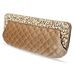 Aheli Indian Clutch Purses for Women Occasion Handmade Evening Handbags Party Bridal Clutch (C08BR), Brown