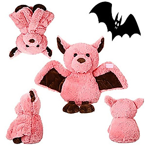 Cuddly 11 inch Plush Bat Stuffed Animal Halloween Stuffed Animal Plush Toy Plush Animal Doll Bedtime Toys Birthday Xmas Furry Gifts for Children Kids Baby Toys (Pink, 11 inch)