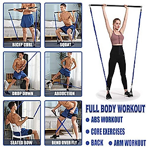 INNOCEDAR Home Gym Bar Kit with Resistance Bands,Full Body Workout,60-180LBS Adjustable Pilates Bar,Safe Exercise Weight Set,Home Exercise Equipment for Men&Women- Build Muscle&Training Fitness