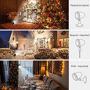 Anoak 2PCS Christmas Projector Lights Outdoor, Waterproof LED Christmas Decorations, Movable Snowflakes LED Light Projector for Christmas themed parties, family birthday parties and garden decoration.