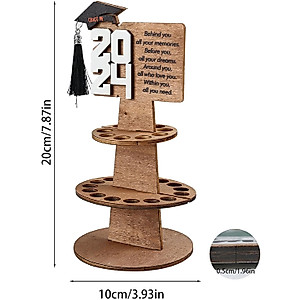 2024 Graduation Gift Money Holder - Class of 2024 Graduation Gifts for Him Her, Graduation Money Cake Stand 2024 Double-Layer Graduation Cash Holder with 25 Holes(WHITE)