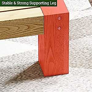 QQXX Scandinavian Bed Frame,Natural Solid Wood Bed Frame,Japanese Platform Bed Frame with Storage Drawers,12" Tall Wooden Floor Bed Frame for Bedroom,Twin XL,39.5" W x 81" L x 12" H