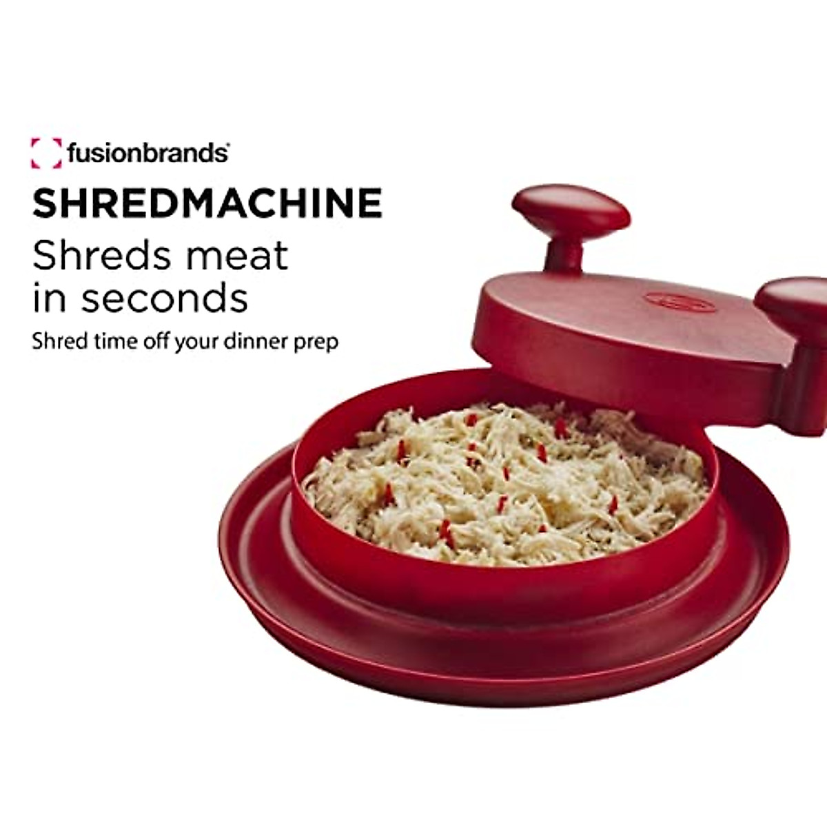FusionBrands ShredMachine, Red -The Quick, Easy to Use Alternative to Bear Claws Meat Shredder for Pulled Pork, Beef, Chicken, & More - BPA Free Hand Shredder with Easy to Grip Handles, Non-Skid Base