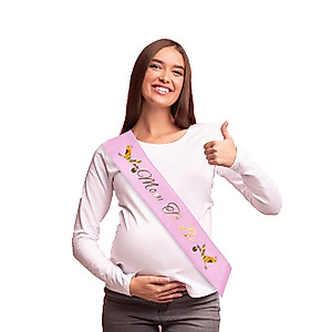 Dad to Be & Mom to Be Sash for Baby Shower - Pink with Gold Letters Dad and Mom to Be Sash Baby Shower | Girl Baby Shower Sash Father Mother Decorations Gender Reveal Belly Sash New Princess Favor