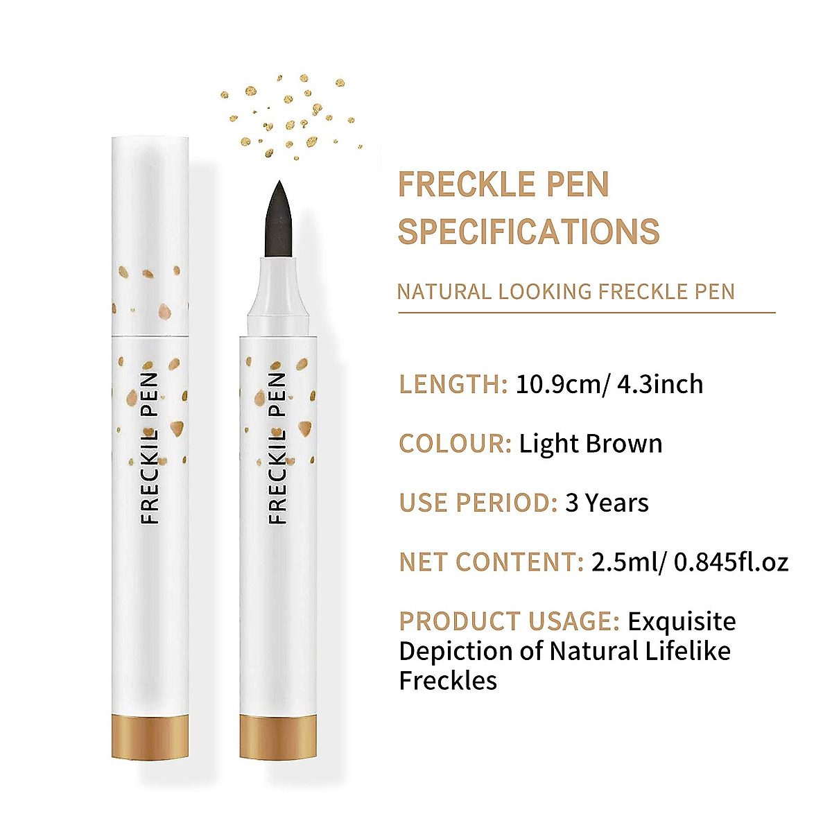 LOKFAR 2 Pcs Freckle Pen Set, Natural Lifelike Fake Freckles Makeup Pen Magic Brown Color Freckles Makeup Tool Long-Lasting Waterproof Dot Spot Pen for Effortless Sunkissed Makeup (Light Brown)