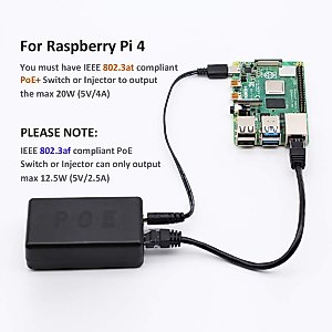 AuviPal Gigabit PoE Splitter for NVIDIA Jetson Nano, Raspberry Pi 4 and More, PoE to Barrel Jack or USB-C 5V/4A Max Power + 10/100/1000Mbps Wired Ethernet, 802.3af/at Compliant