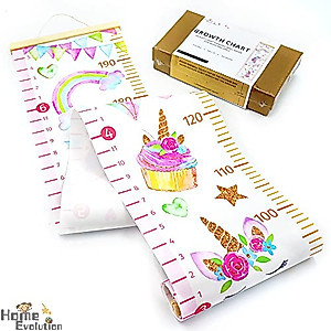 HomeEvolution Kids Growth Chart Height Measuring Chart, Classical Canvas Wall Hanging Rulers for Baby Children Girls Bedroom Decor (Unicorn)