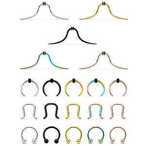 SCERRING 16G Septum Hoop Nose Rings 316L Stainless Steel Horseshoe Nose Hoop Ring Cartilage Daith Tragus Retainer Body Piercing Jewelry 20PCS