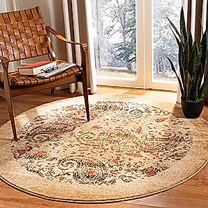 SAFAVIEH Lyndhurst Collection 10' Round Beige / Multi LNH224A Traditional Paisley Non-Shedding Dining Room Entryway Foyer Living Room Bedroom Area Rug