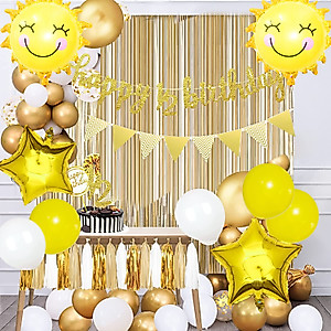 WoYous Half Birthday Decorations 6 Months Birthday Glitter Happy Half Birthday Banner 1/2 Birthday Decorations Set Cake Topper Triangle Flag Banner Confetti Balloons for Girl Boy Baby Shower (Golden)