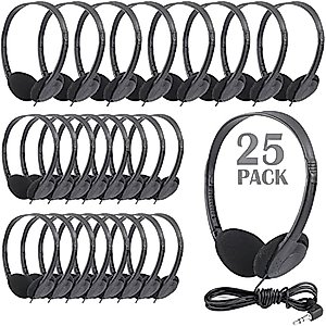 CN-Outlet Wholesale Kids Headphones in Bulk 25 Pack for School Classroom Students Children and Adults - Black