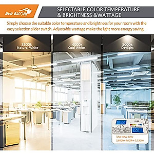 Run Bison 4FT LED Wraparound Light Fixture, 3 Color Selectable 3500K-5000K,Lumen Adjustable 3680/4600/5520LM,120-277V, 0-10V Dimmable Vapor Proof Parking Garage Light Fixture - 2 Pack