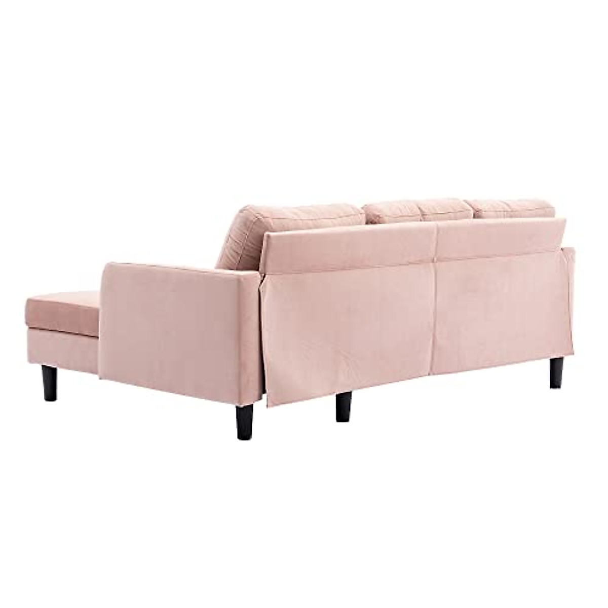 PEIHONGET Sleeper Sectional Sofa, 72.44" Velvet L-Shape 3 Seat with Pull Out Bed, Sectional Sofa Couch with Storage Chaise Living Room Bedroom Apartment(Pink)