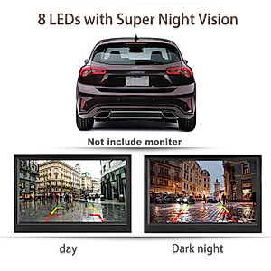License Plate Backup Camera HD Night Vision Rear View Camera with 8 LEDs 170° Viewing Angle Waterproof Backup Rear Camera for Cars