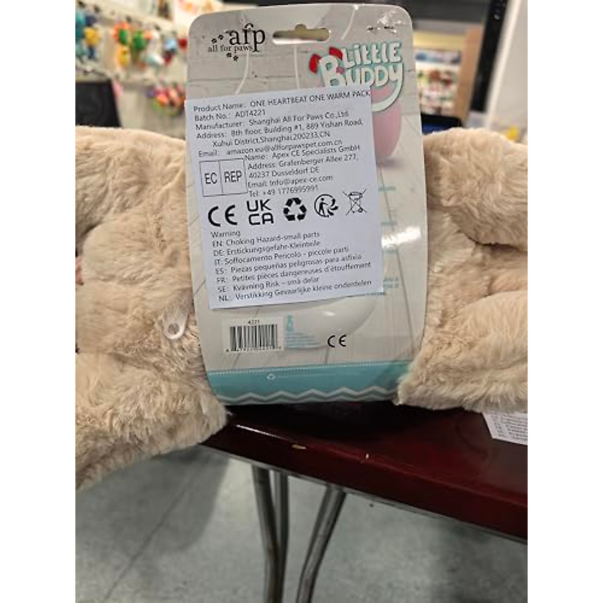 ALL FOR PAWS Dog Heartbeat Plush Toy - Sleep Aid & Warm Comfort Pillow for Puppy Crate, Stuffed Animal Dog Toy for Small Dogs