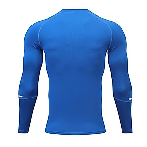 Doomiva Boys Compression T Shirt Kids Goalkeeper Goalie Shirts Sports Undershirt Soccer Tops Athletic Gym Sweatshirt Blue 9-10 Years