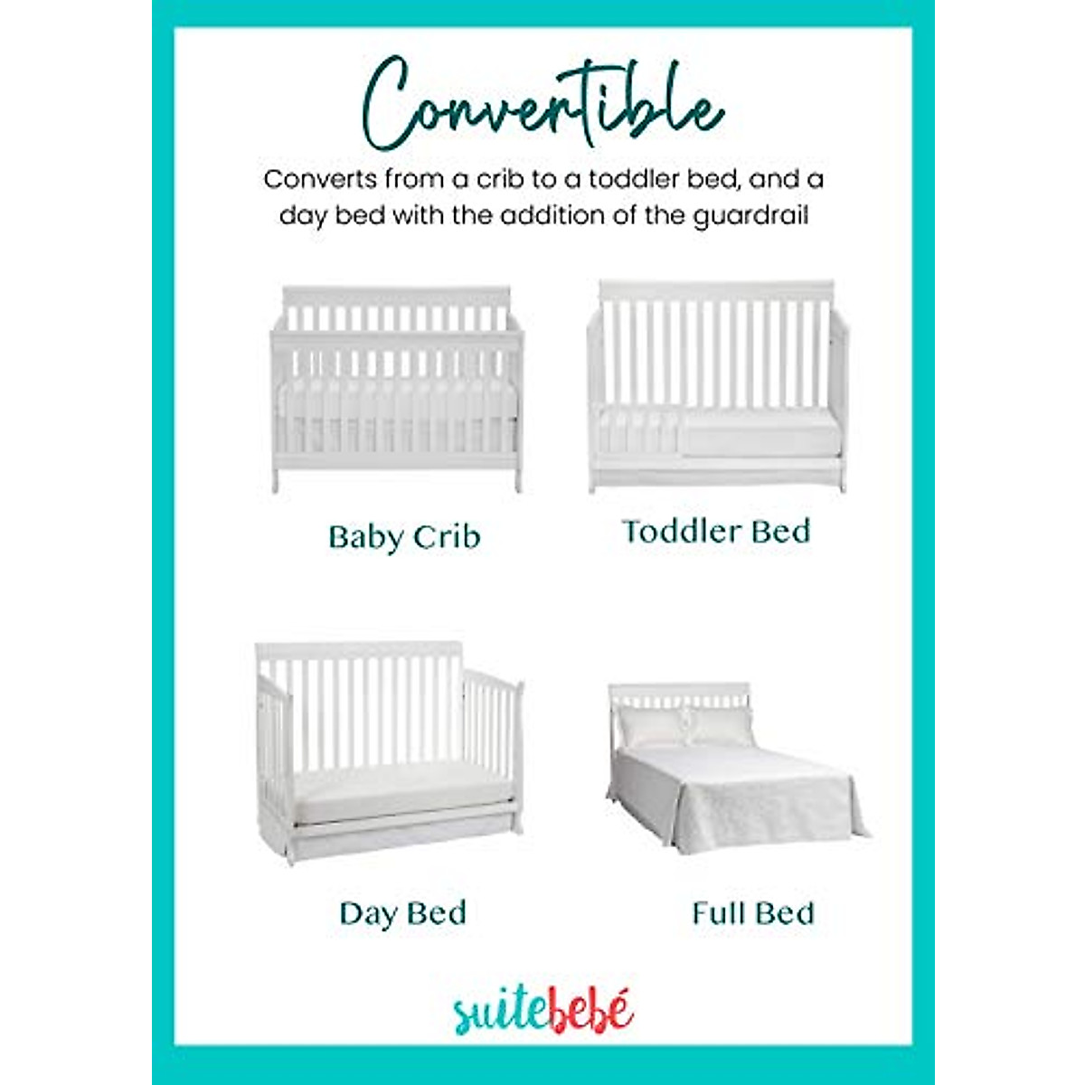 Suite Bebe Riley 4-in-1 Convertible Crib, White