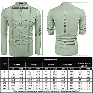 COOFANDY Men's Mandarin Collar Shirts Linen Casual Long Sleeve Button Down Shirt Summer Beach Wedding Shirt Mint Green