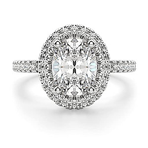 4 CT Oval Moissanite Engagement Ring Wedding 925 Sterling Silver,10K/14K/18K Solid Gold Wedding Ring Set Solitaire Accent Halo Style, Silver Anniversary Promise Ring Gift for Her (moissanite)