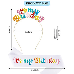 Birthday Crown for Girls, Cute Birthday Sash & Birthday Tiara for Women Set, Sweet Birthday Headband Birthday Decorations Birthday Gifts for Women