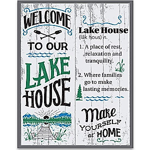 Welcome To Our Lake House Definition - Great Lake House Decor, Lake Life Art Print, Lake Decorations for Summer Home, Cabin Decoration Gift, 11x14 Unframed Typography Wood Style Art Print Poster