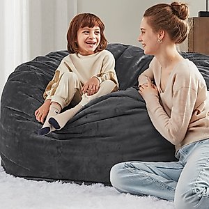 Codi Bean Bag Chair 4FT, Large Beanbag Seating for Adults, Urtra Soft Mink Bonded Material, Charcoal Dark Grey, 4ft, 48x48x26 Inch