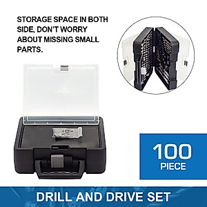 PRESTO Drill Bit Set - 100-Piece Drilling and Driving Combo Kit High Speed Steel Drill Bits & Driver Set for Wood Metal Cement Masonry and Plastic with Carrying Case