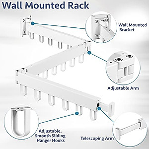 Luxe Laundry Premium Wall Mounted Clothes Drying Rack, Aluminum Wall Mounted, Foldable (Tri-Fold), Collapsible, Space Saving Clothes Drying Rack for Laundry Room, Wall, Dry-Wall, White