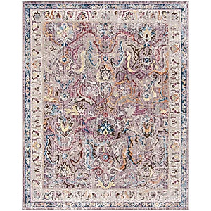 SAFAVIEH Bristol Collection 8' x 10' Lavender / Light Grey BTL357P Boho Chic Oriental Distressed Area Rug