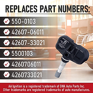 Replacement TPMS Sensor - Compatible with Toyota, Lexus and Scion - Replaces 550-0103, 42607-06011, 42607-33021 - 315mhz - Tacoma, Camry, Avalon, 4Runner, GX460 - Tire Pressure Monitoring System