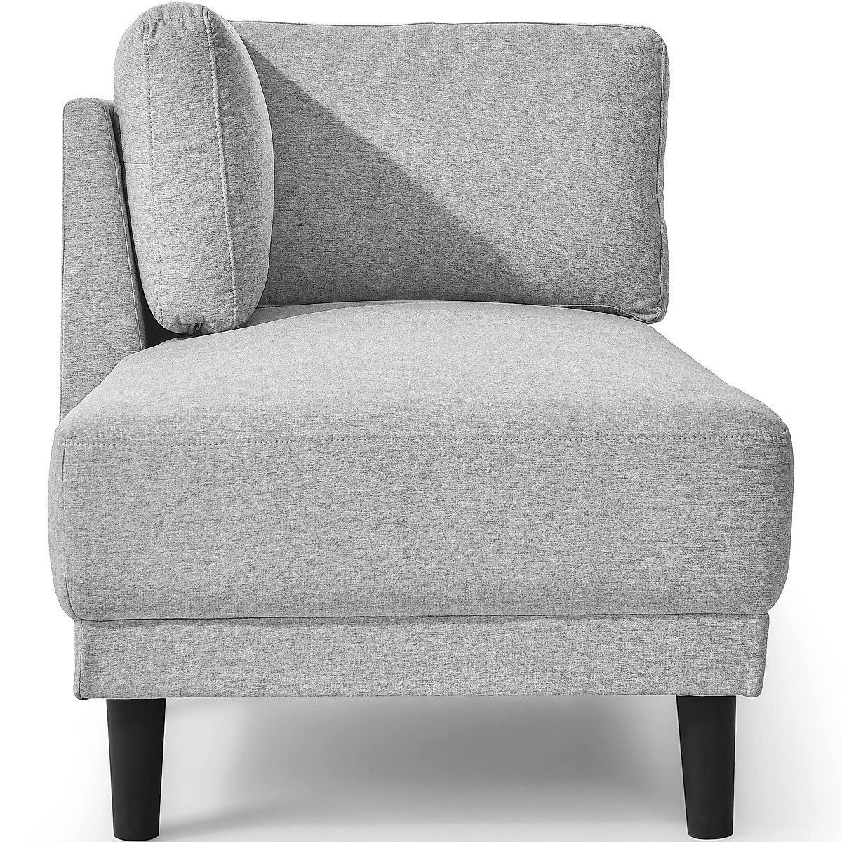 KoiHome 65" Mid-Century Modern Fabric Corner Chair, Upholstered Indoor Chaise Lounge, Sleeper One-Arm Recliner Daybed Sofa Bed for Bedroom,Office,Small Living Room,Apartment, Polyester, Grey