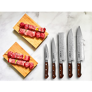 MASAMOTO ZA Japanese Nakiri Knife 6" Professional Damascus Vegetable Knife, ZA-18 Clad 69 Layers Japanese Stainless Steel Blade, Mahogany Pakkawood Handle, Made in JAPAN -Tokyo Exclusive Edition-