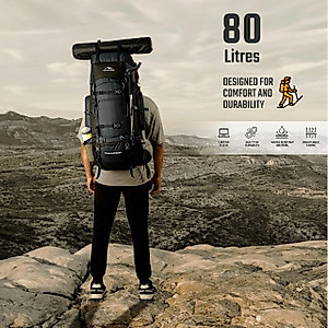 TRAWOC 80L Travel Backpack for Outdoor Sport Camp Hiking Trekking Bag Camping Rucksack HK007 (Grey)