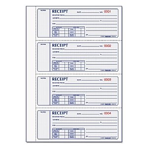 Rediform® Money Receipt Book, Hardcover, Three-Part Sets, White/Yellow/Pink, 200 Carbonless Numbered Triplicate Forms, 2.75" x 7" (8L818)