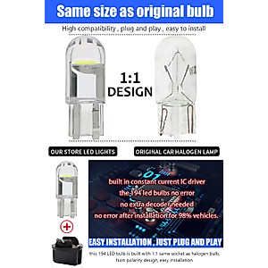 LETINGFAR 194 LED Bulb Dash Instrument Lights Bulbs with T10 194 168 Twist Lock Socket, Super Bright T10 194 Instrument Panel Gauge Cluster Dashboard LED Light Bulbs 12V (White（20+5）)