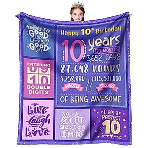 Gifts for 10 Year Old Girl - 10th Birthday Decorations for Girl - Gift for 10 Year Old Girl - 10 Year Old Girl Gift Ideas - 10 Year Old Girl Birthday Gifts Throw Blanket 60 x 50 inch