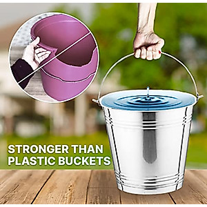Skywin Metal Can with Lid - Durable 4 Gallon Metal Bucket with Lid for Heavy Loads - Environment-Friendly Metal Trash Can with Lid Outdoor, Safe Alternative to Plastic (2)